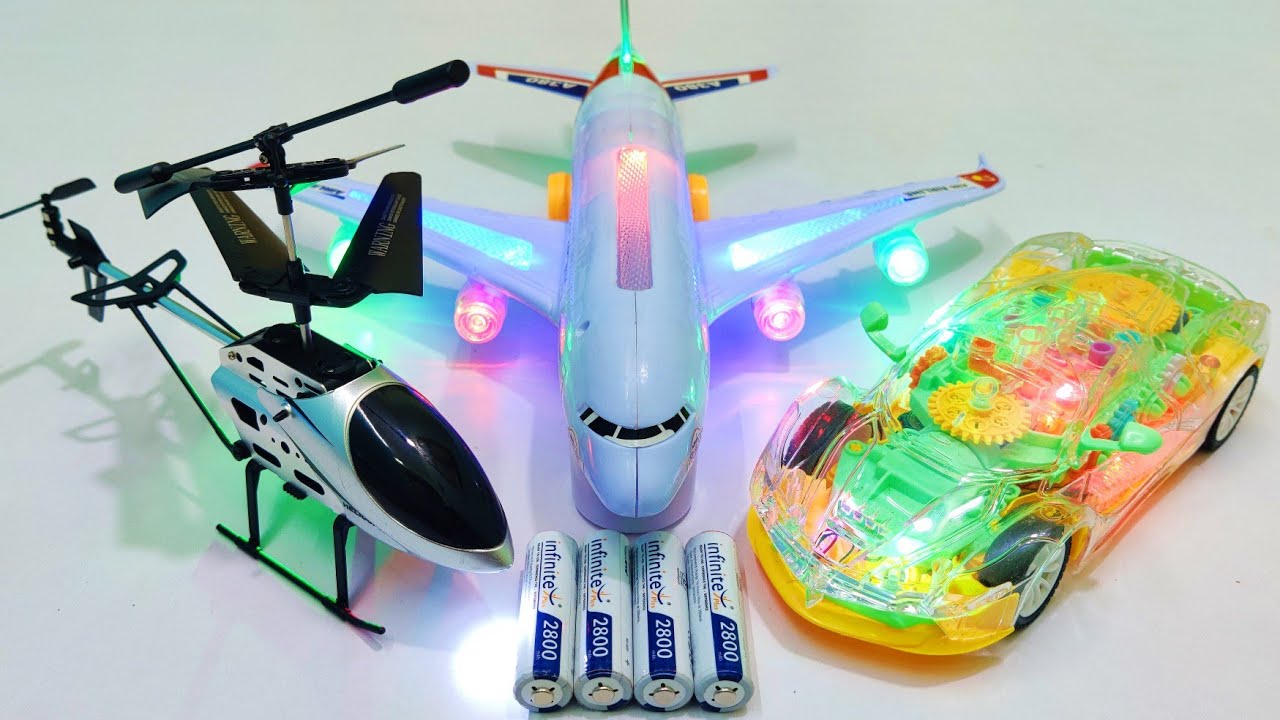 3D Lights Airplane A38O & 3D Lights Rc Car & Radio Control Helicopter ...