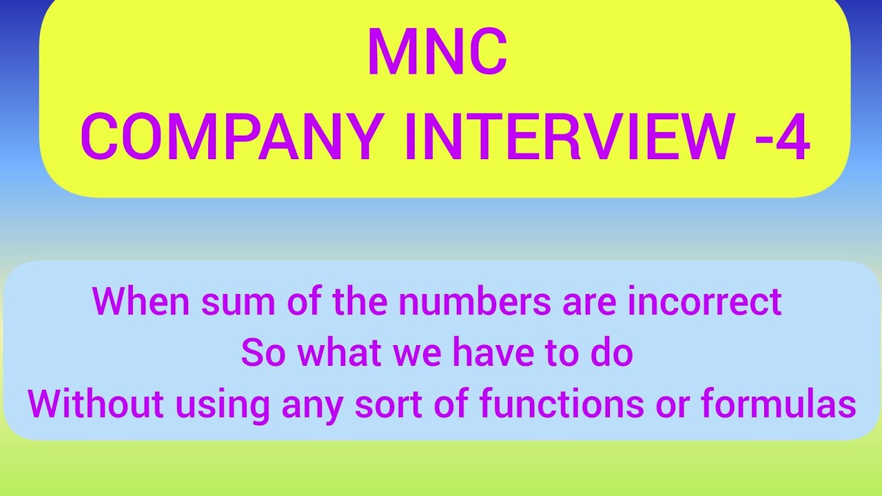 MNC COMPANY INTERVIEW -4 - YouTube