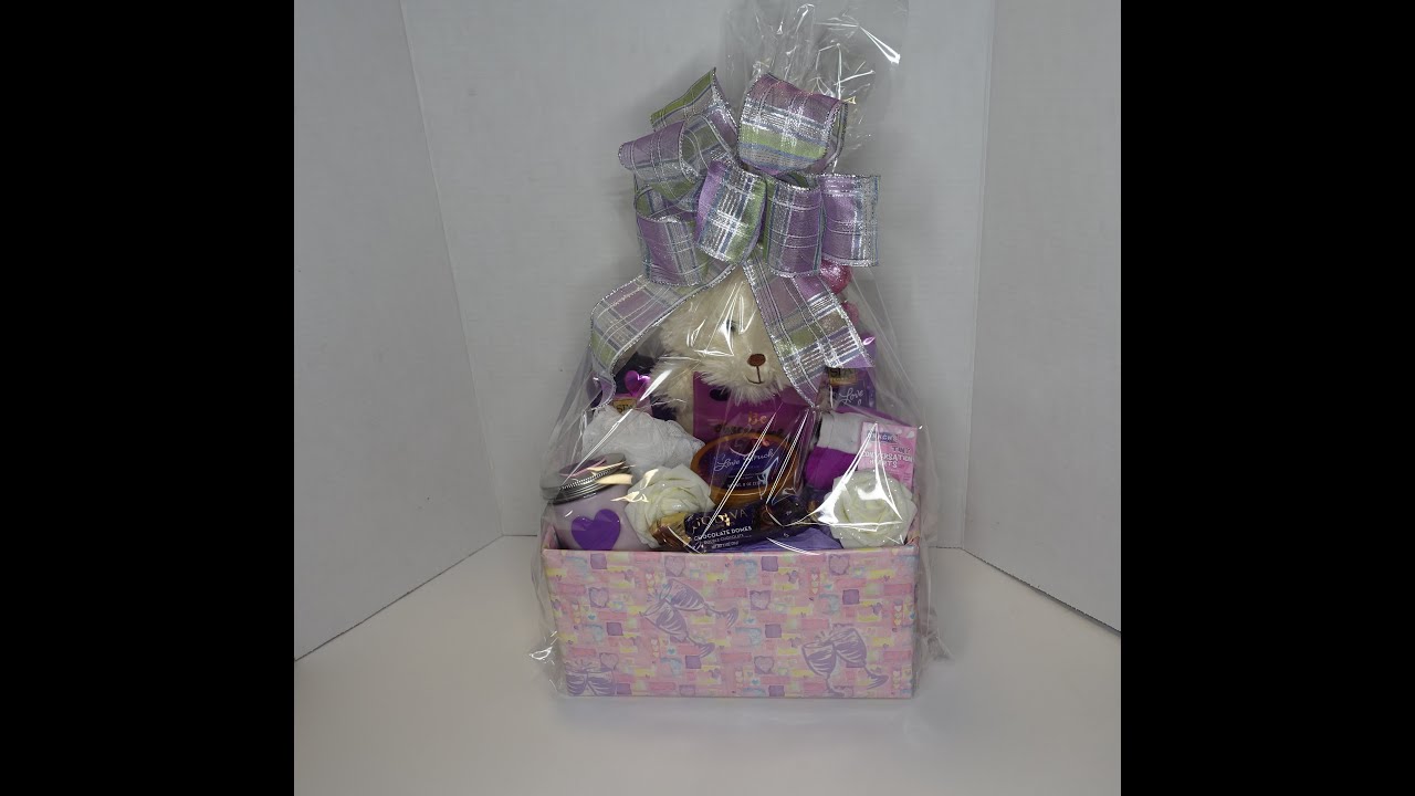 PURPLE COLORED DOLLAR TREE VALENTINE'S DAY GIFT BASKET - YouTube
