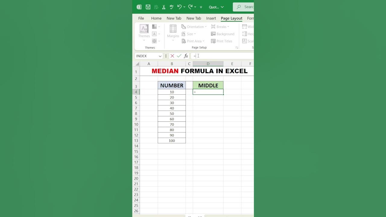 Median Formula In excel | Median function In excel | interview question in excel #exceltips ...
