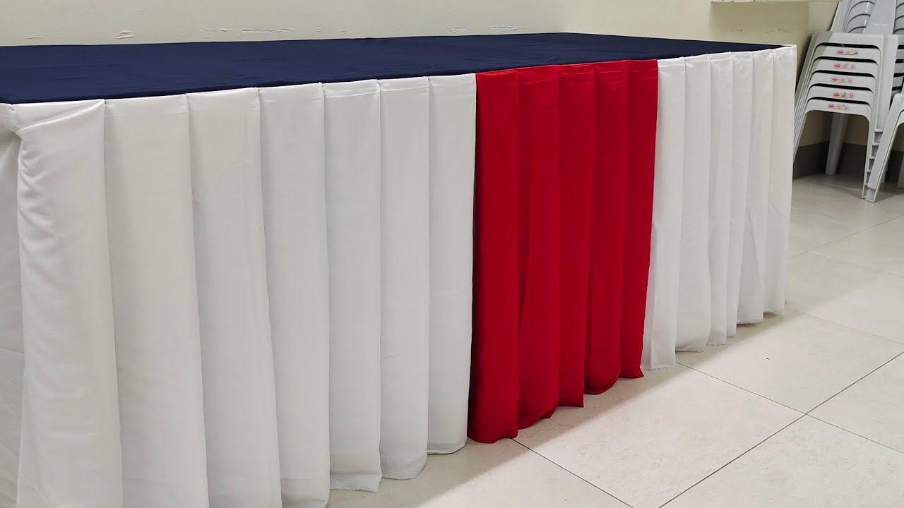 KNIFE PLEATS WITH RED AND WHITE COMBINATIONS TABLE SKIRTING TUTORIAL ...