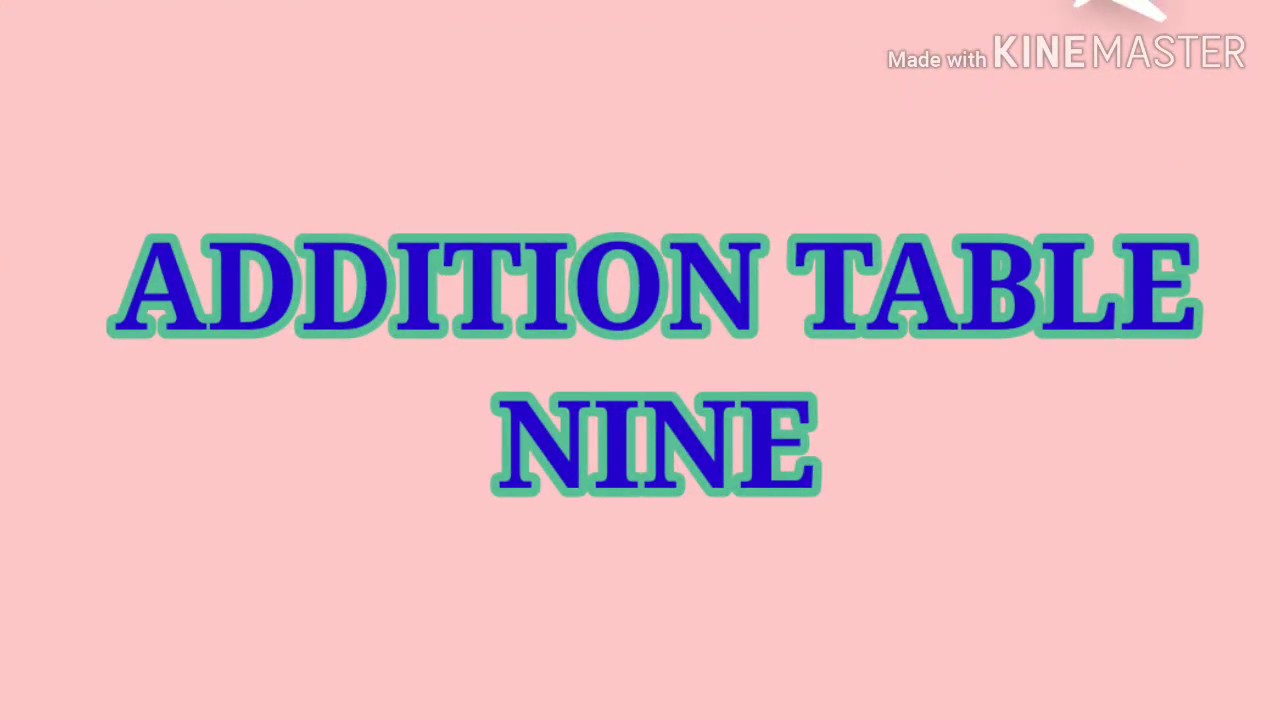 Addition table Nine | 1 + 9 = 10 - YouTube