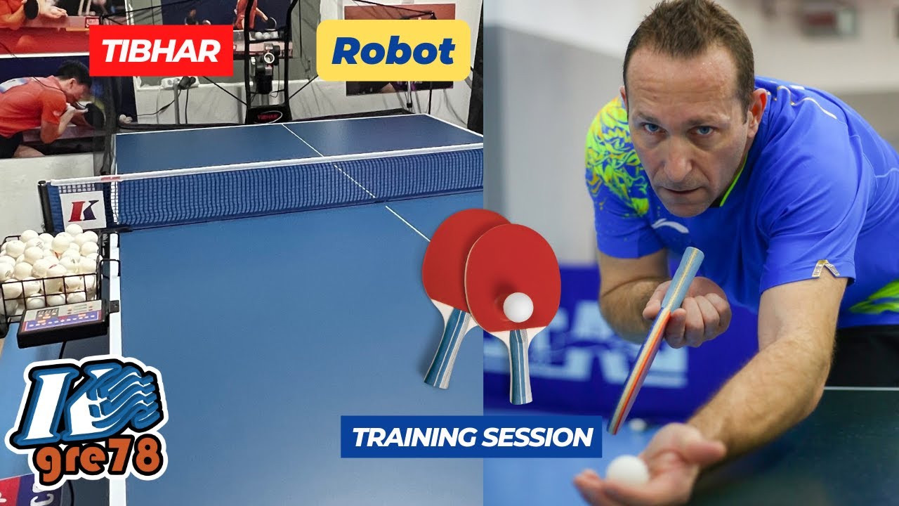 Tibhar Robo Pro Genius Ping Pong Robot Training Session with gre78 KOUS ...