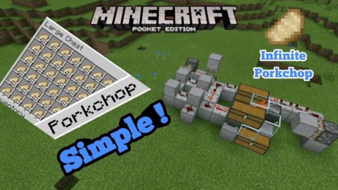 SIMPLE AUTOMATIC PIG FARM TUTORIAL in Minecraft PE (MCPE/Xbox/PS4 ...