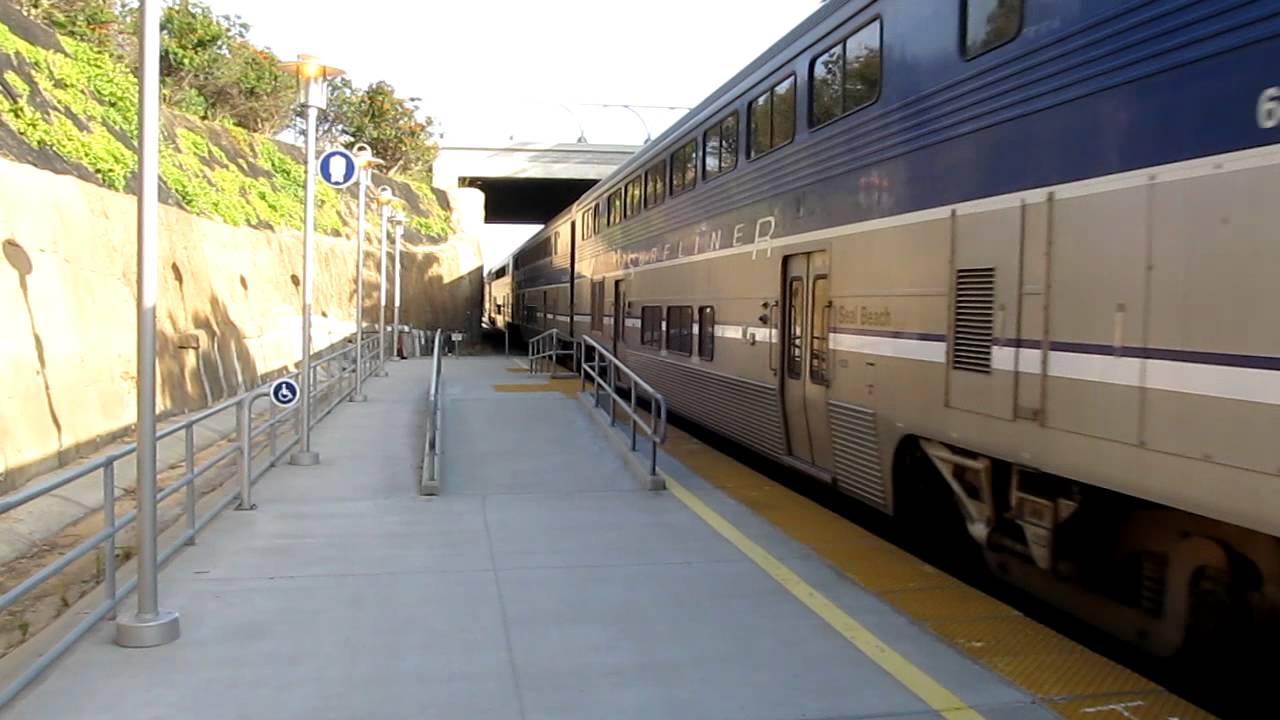 Amtrak #458 & Amtrak #6907 Depart From Solana Beach Station 07-10-2011 ...