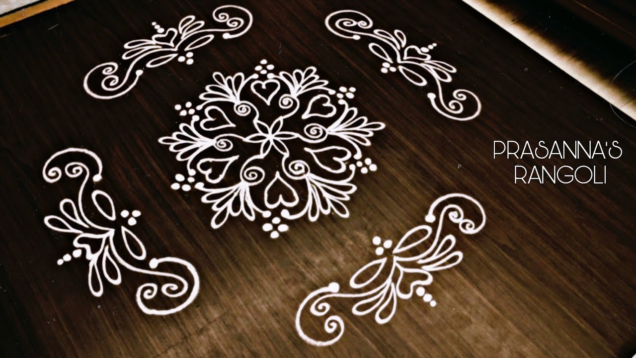 7X4 Middle dot rangoli with beautiful side borders @prasannasrangoli ...