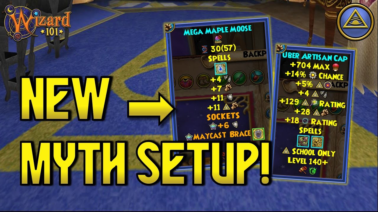 Wizard101: MAX MYTH PvP (140): Uber Hat Myth Setup! - YouTube