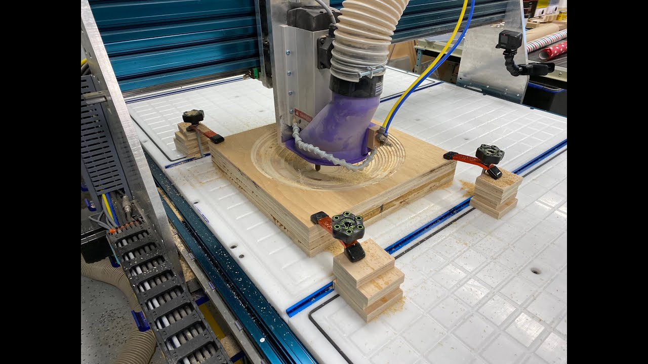 3D carving 3 inch thick plywood on my home built CNC router - YouTube