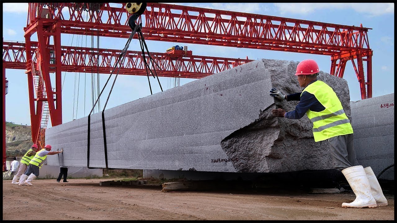100 Ton granite stone. The world's largest stone factory. - YouTube