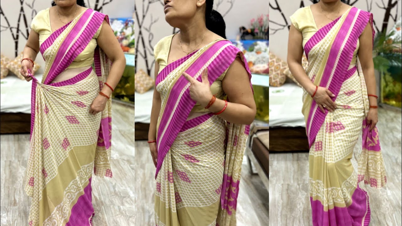 BEGINNERS EASY SAREE DRAPING WITH PERFECT PLEATS | HOW TO WEAR SAREE ...