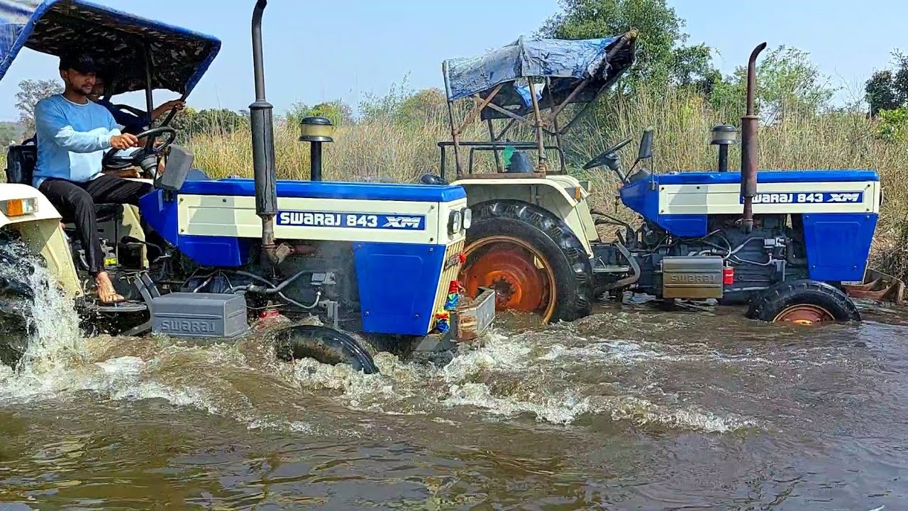 Tractor Washing In The River | Two Swaraj 843 Xm Tractor In River ...