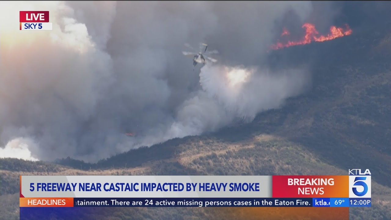 Low humidity causing Hughes Fire to rage; firefighting apparatus ...