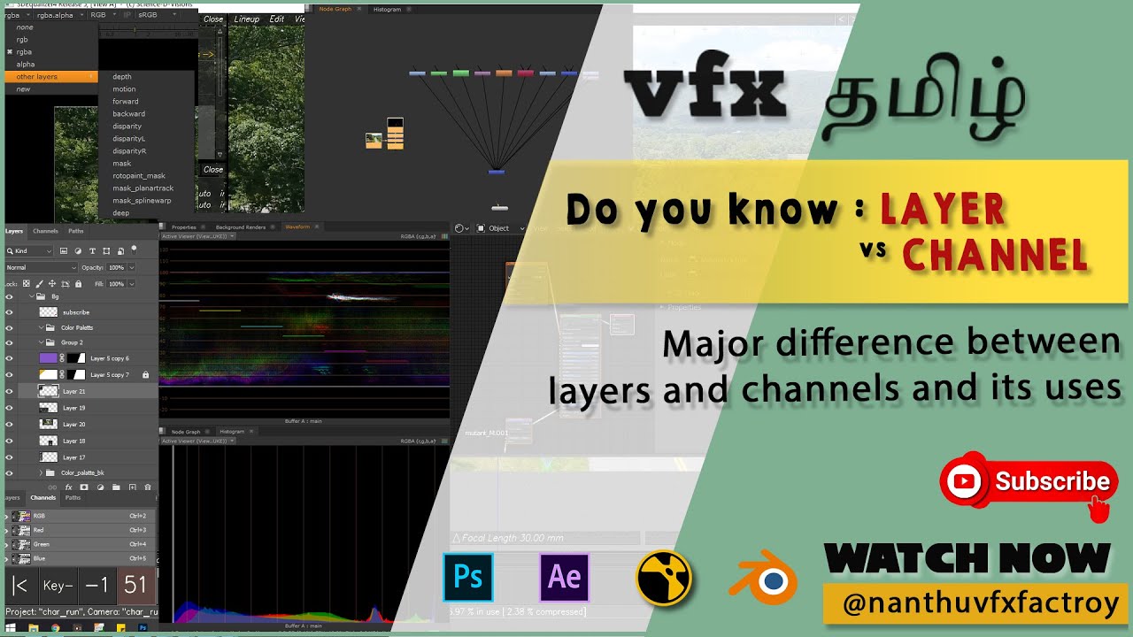 Difference between layers and channels | After Effects vs Nuke | Tamil vfx #CGKalvi - YouTube