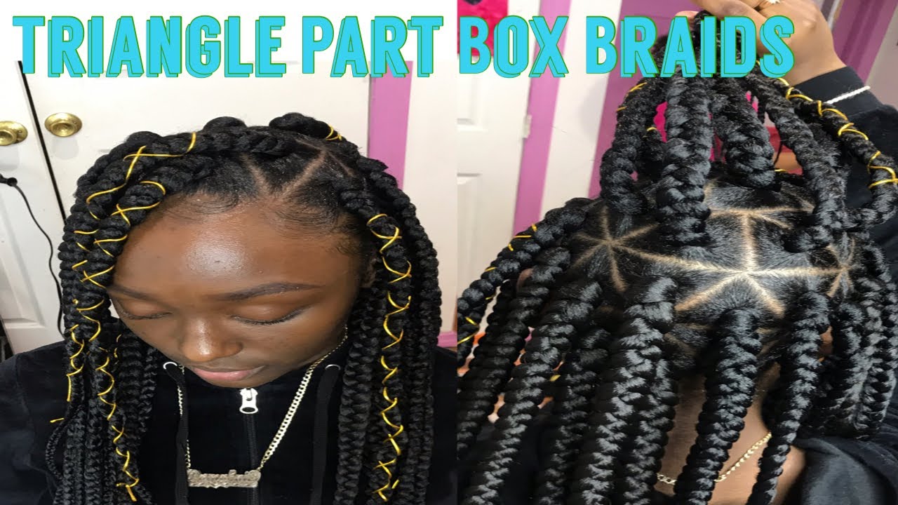 JUMBO TRIANGLE PART BOX BRAIDS (How to tuck hair + more !) - YouTube