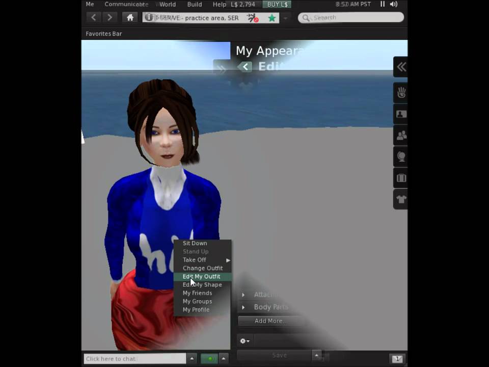 Changing avatar appearance in Second Life - YouTube