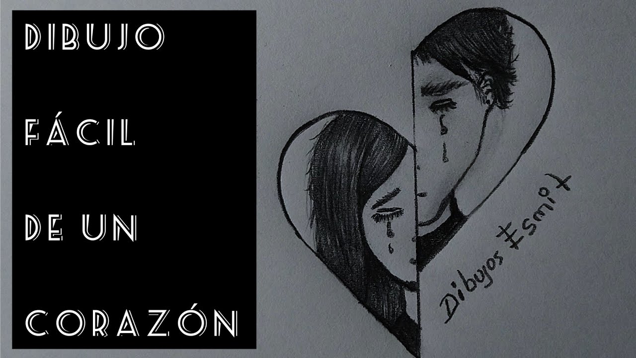 como dibujar un corazón dividido paso a paso - YouTube