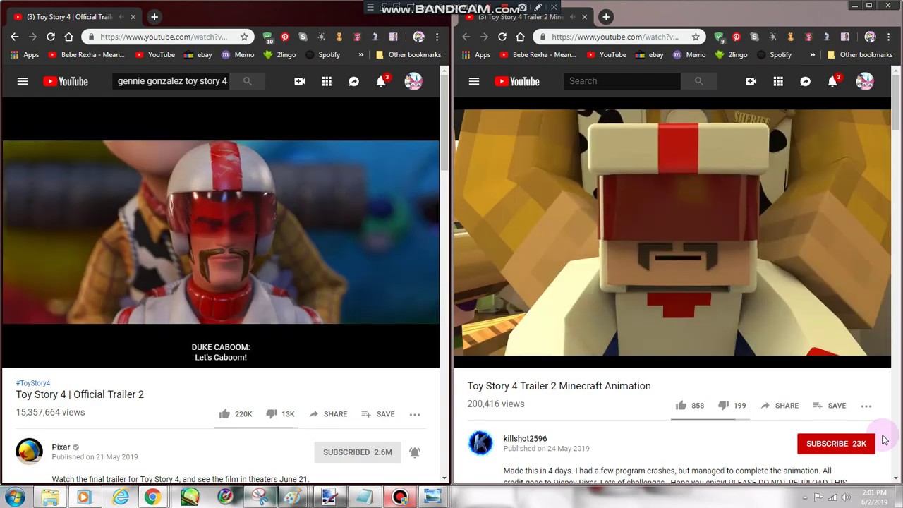 Toy Story 4 Trailer 2 Minecraft vs Cartoon - YouTube