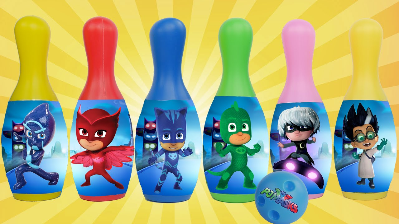 Masks pj bowling game set teaches colors - YouTube