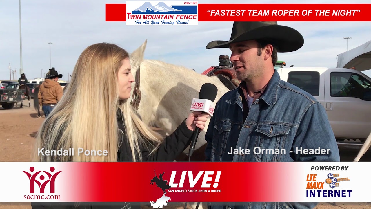 Team Roper Jake Orman (Header) at the 2018 San Angelo Rodeo - YouTube