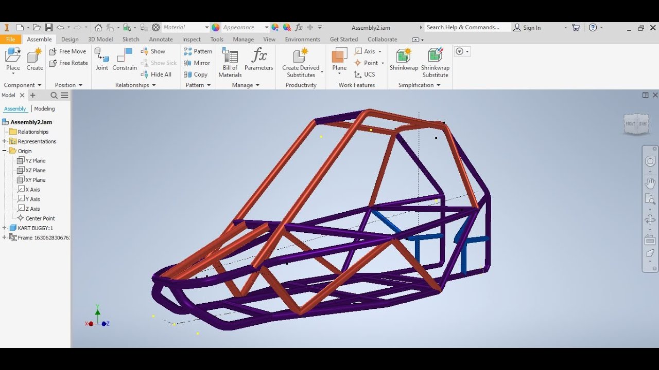 Buggy Cross Kart Autodesk Inventor 2020 2021 - YouTube