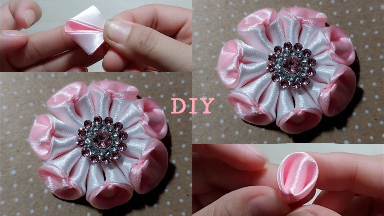 How to make flowers with ribbon | Instructions for making handmade ...