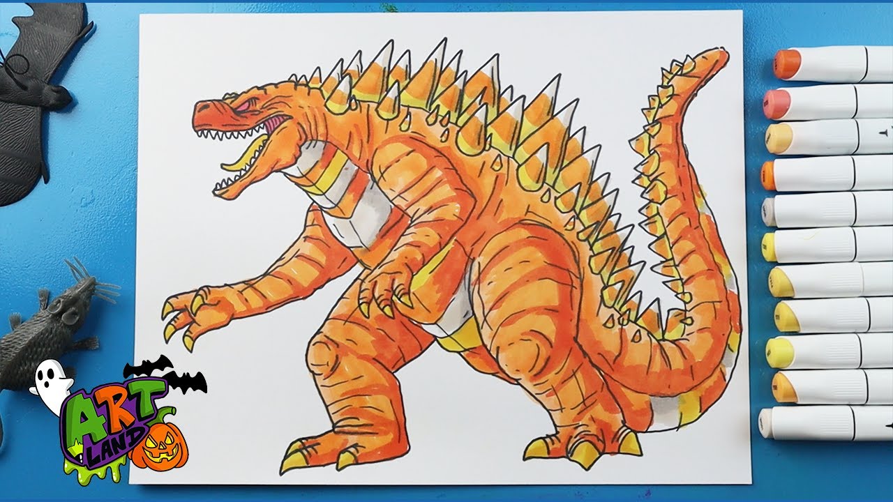 How to Draw Candy Corn Godzilla - YouTube
