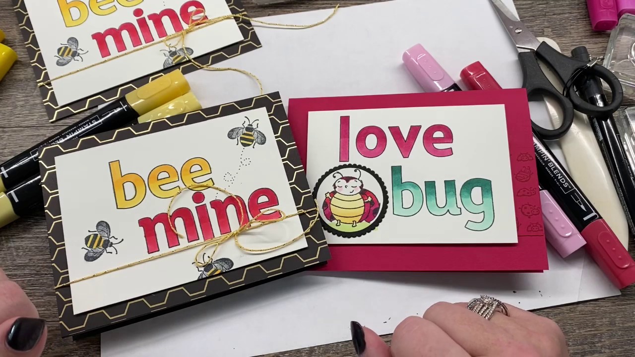How to create two adorable Valentine Bug cards! - YouTube