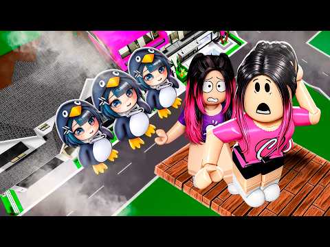 CONSTRUIMOS uma BASE NO CÉU para se ESCONDER do PINGUIM GUGUGAGA.. (Brookhaven)