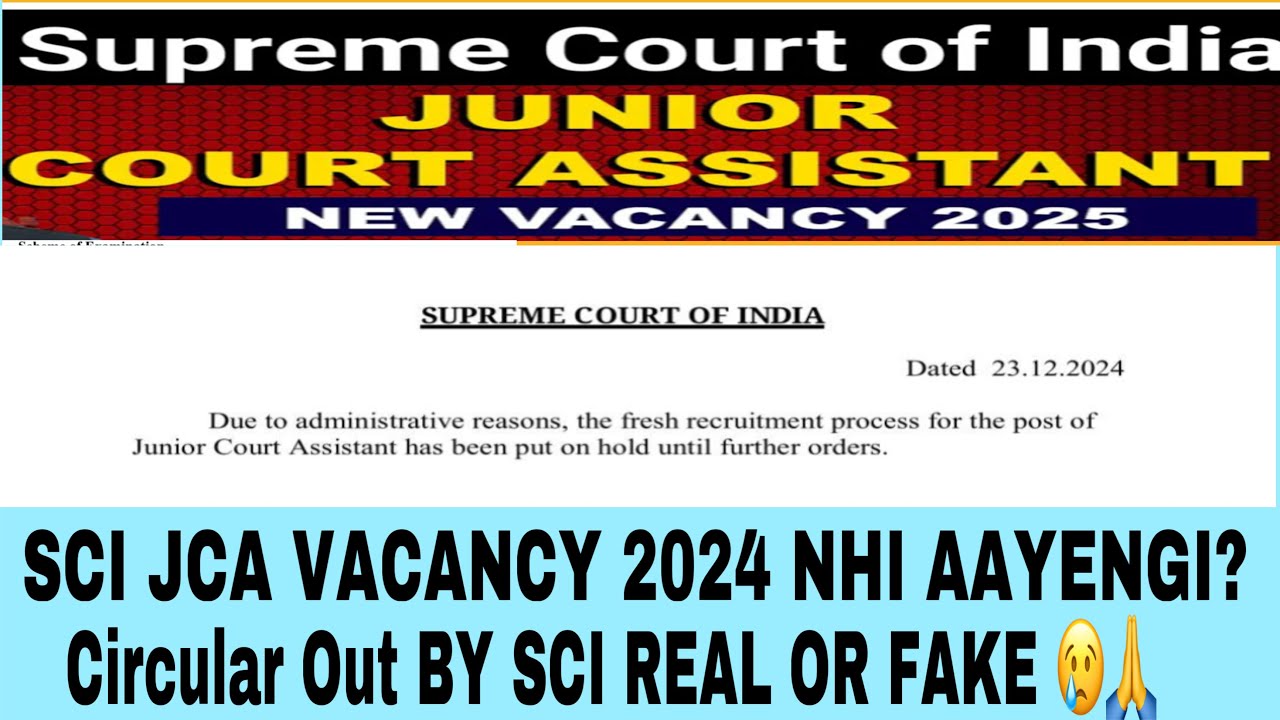 Sci jca notification 2024 update 😢 | sci jca new vacancy 2024 | sci jca vacancy | - YouTube