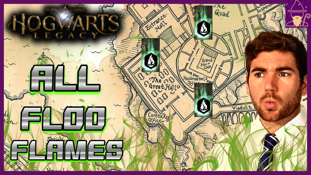 Map of Hogwarts Legacy and all Floo Flames - YouTube