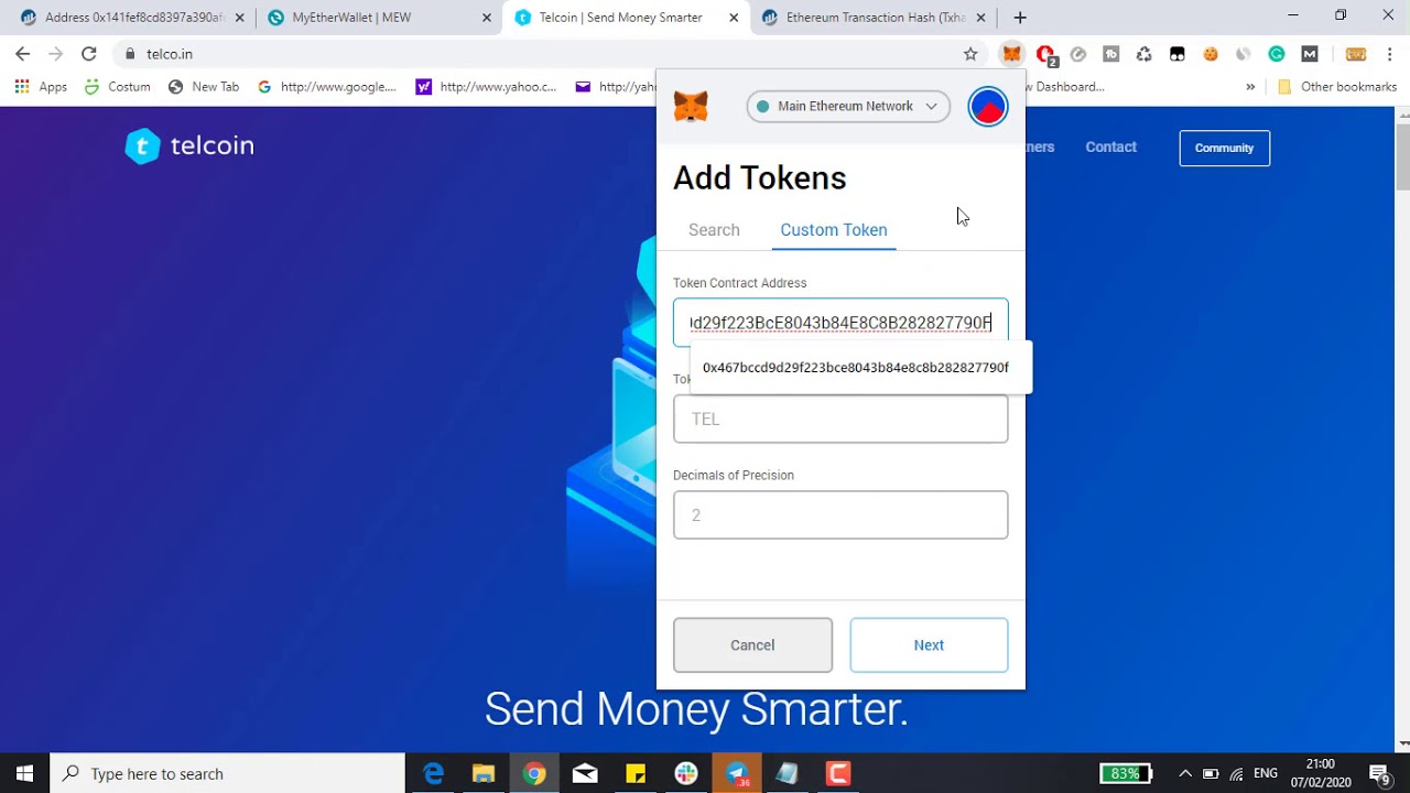 How to add custom telcoin token to METAMASK - YouTube