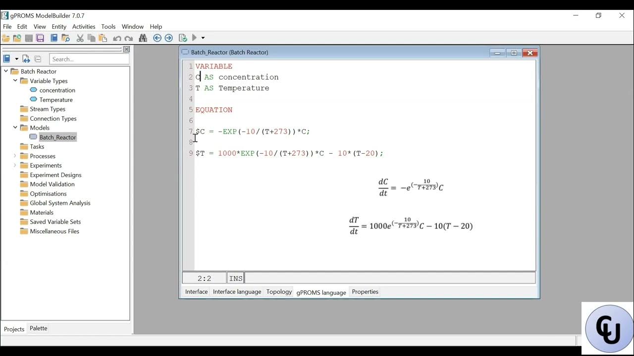 How to Solve a Simple Batch Reactor Model in gPROMS - YouTube