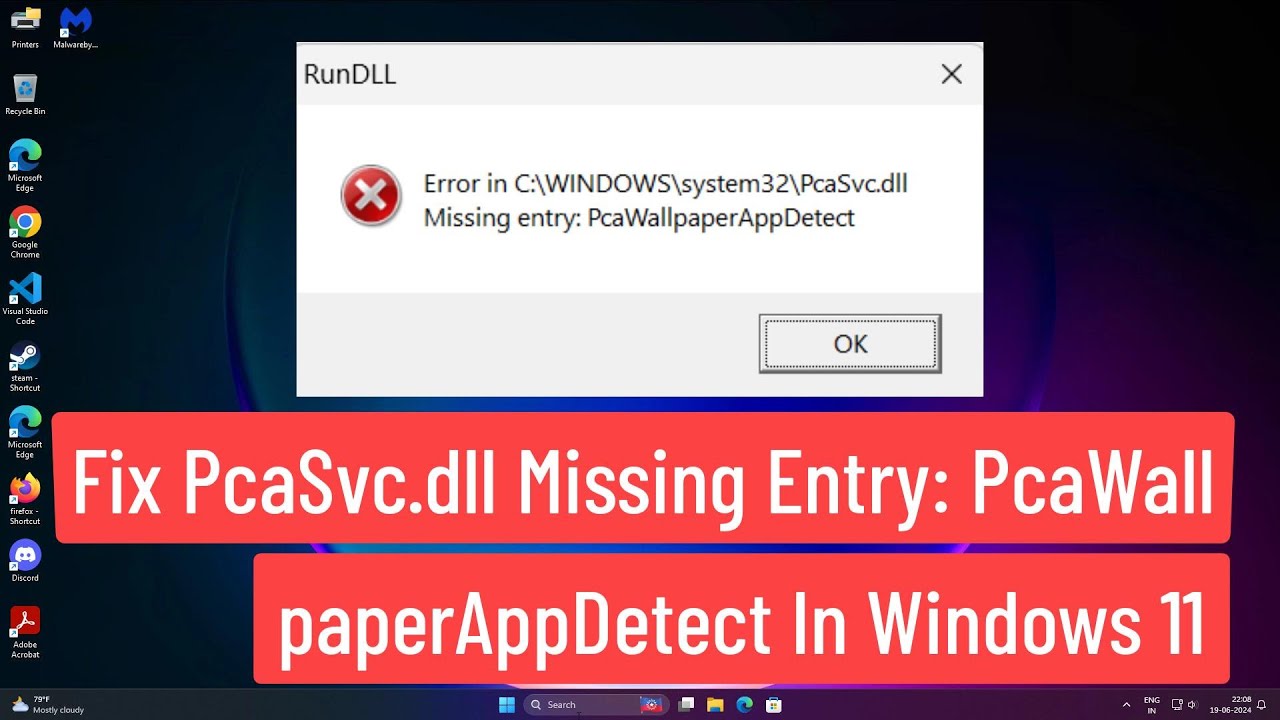 Fix PcaSvc.dll Missing Entry: PcaWallpaperApDetect In Windows 11 - YouTube