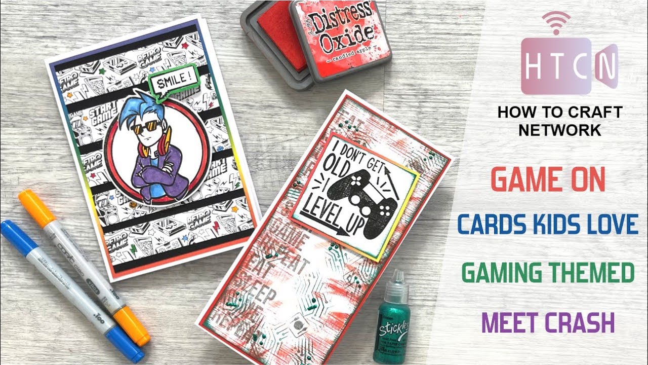 TEENAGER CARDS - KIDS CARD IDEAS - GAMING THEMEED - STAMPING COLOURING ...