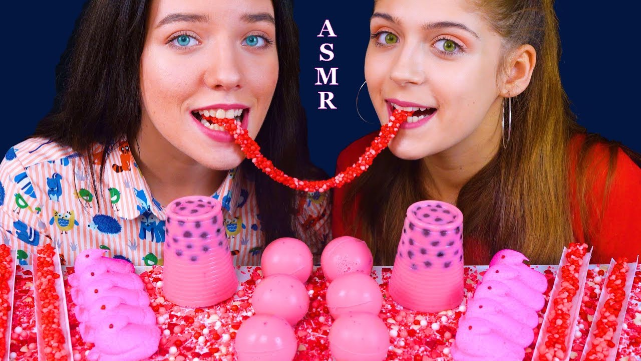 ASMR NERDS ROPE RACE, EDIBLE BUBBLE TEA BOTTLE JELLY, PINK PLANET GUMMY ...