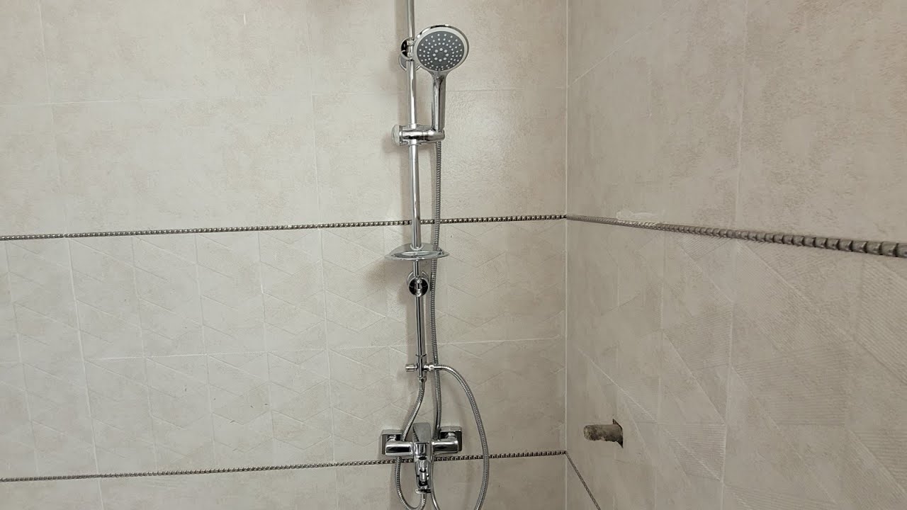 plumbing Work The new Shower Mixer Installed In the Bathroom - YouTube