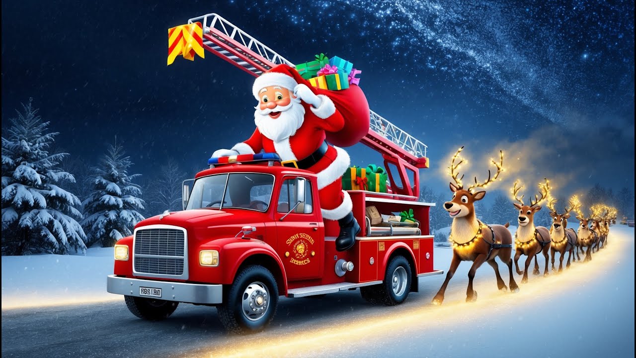 Santa Fire Truck Cartoons Store Item: Santa Fire Truck Raffle PAR 4