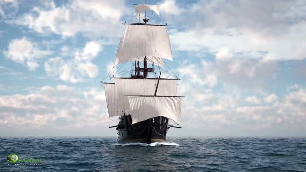 Sailing Ship 3D Animation and Flip Fluid Ocean CGI VFX - YouTube
