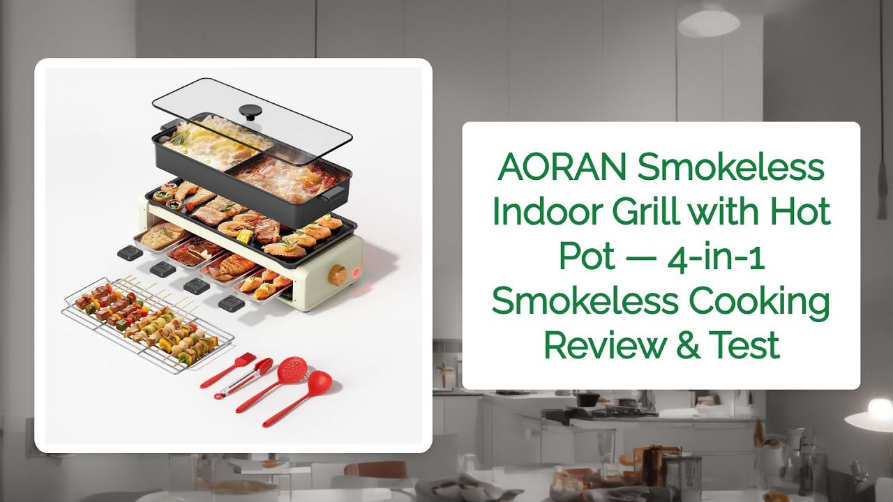 AORAN Smokeless Indoor Grill with Hot Pot — 4‑in‑1 Smokeless Cooking ...
