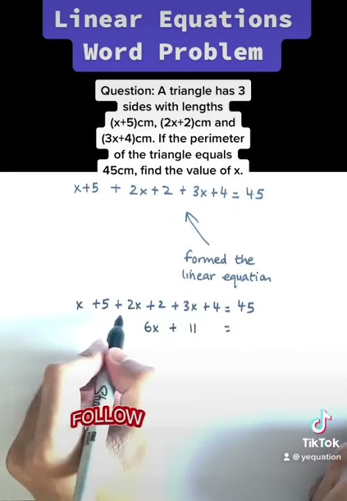 Solving Linear Equations-Word Problems #linearequations #algebra #maths ...