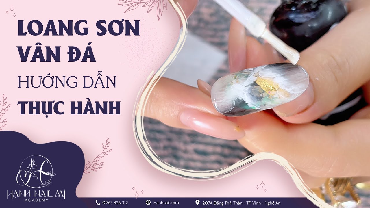 Hạnh Nails - Mi | Hướng dẫn cách làm loang sơn vân đá !!! - YouTube