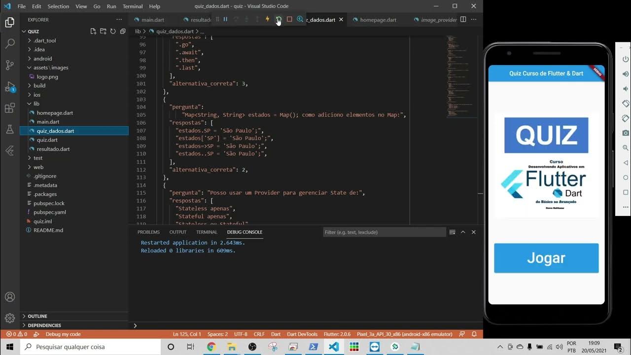 Programando a Estrutura da Classe de Dados no App de Quiz em Flutter ...