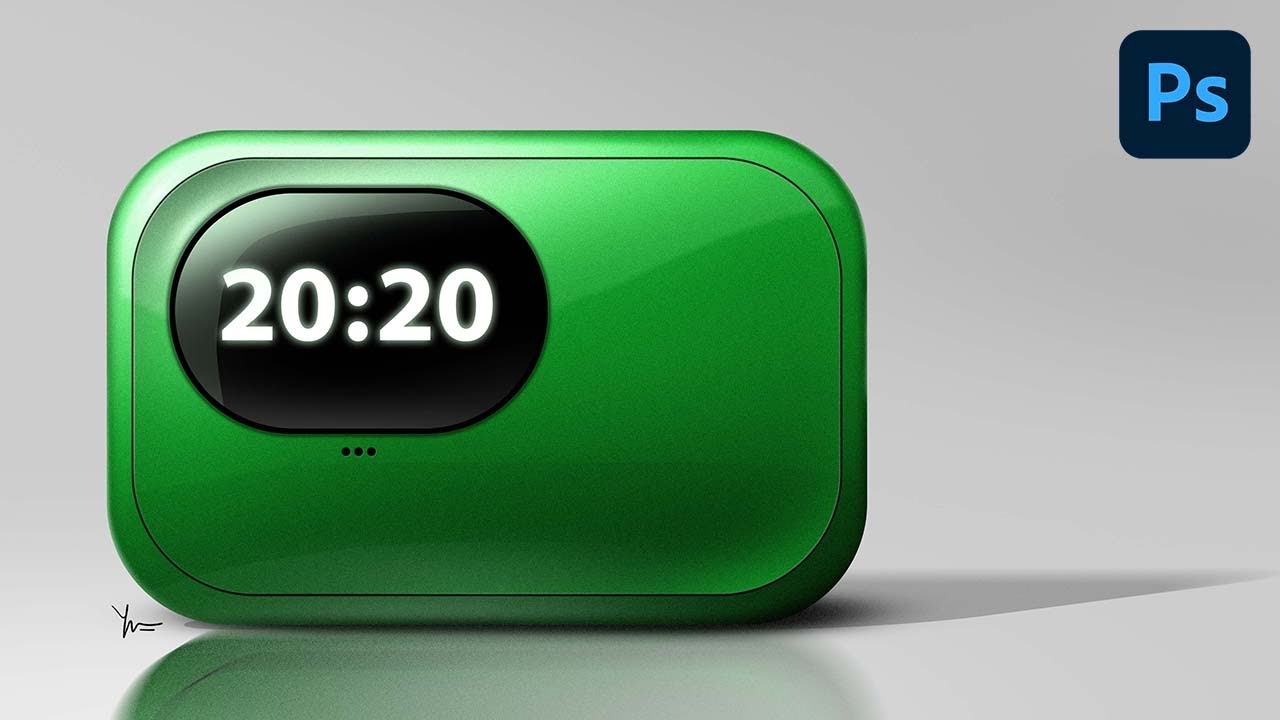 Digital table clock photoshop render - YouTube