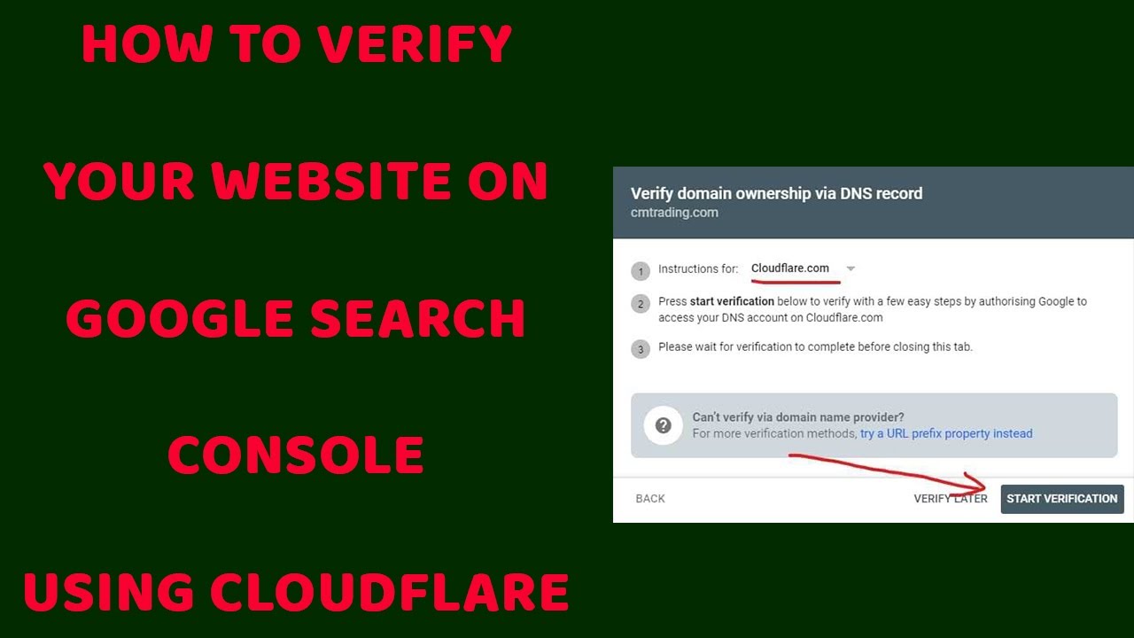 How to verify Your website on google console using Cloudflare DNs ...
