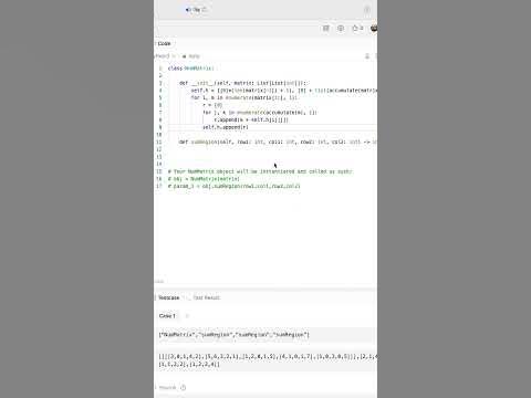 Leetcode #304: Range Sum Query 2D - Immutable #leetcode #leetcodepython #leetcodesolution # ...