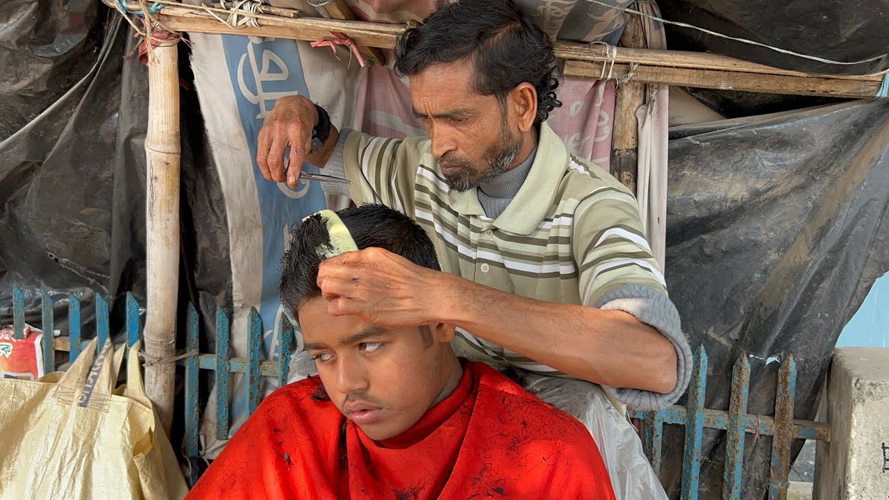 Incredible Haircut Experience: Kid Gets Trimmed by Street Barber Under ...