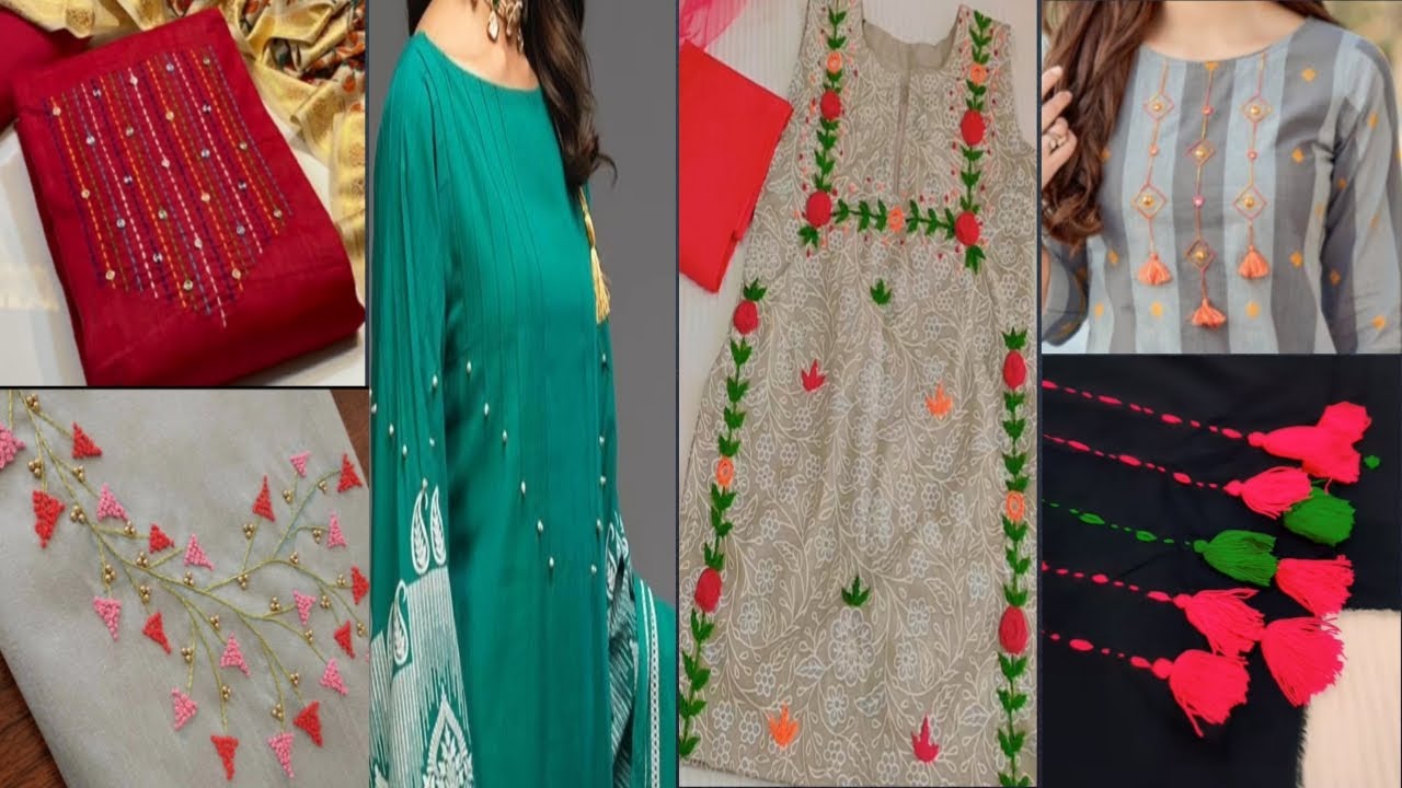 hand embroidery design collection 2023/ mirror work embroidery shirts ...