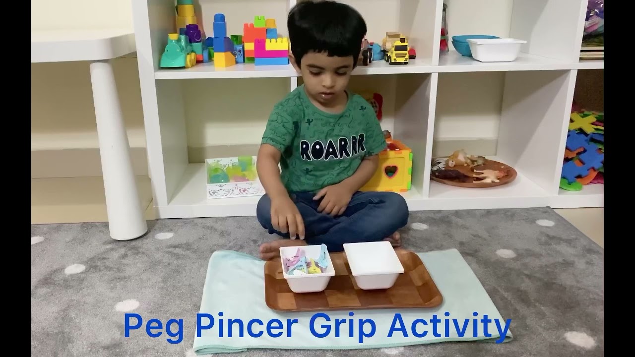 How to do Peg Pincer Grip Activity Montessori method fine motor skills ...