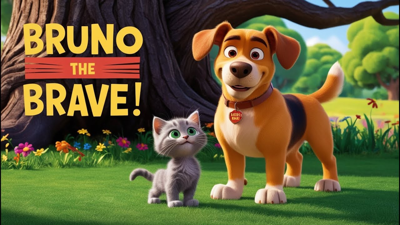 Bruno the Brave Dog and the Little Kitten Rescue! | Kids Moral Stories ...