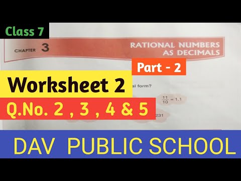 Dav Class 7 Maths Chapter 3 Worksheet 2 ( Q.No. 2 , 3 , 4 & 5 ...